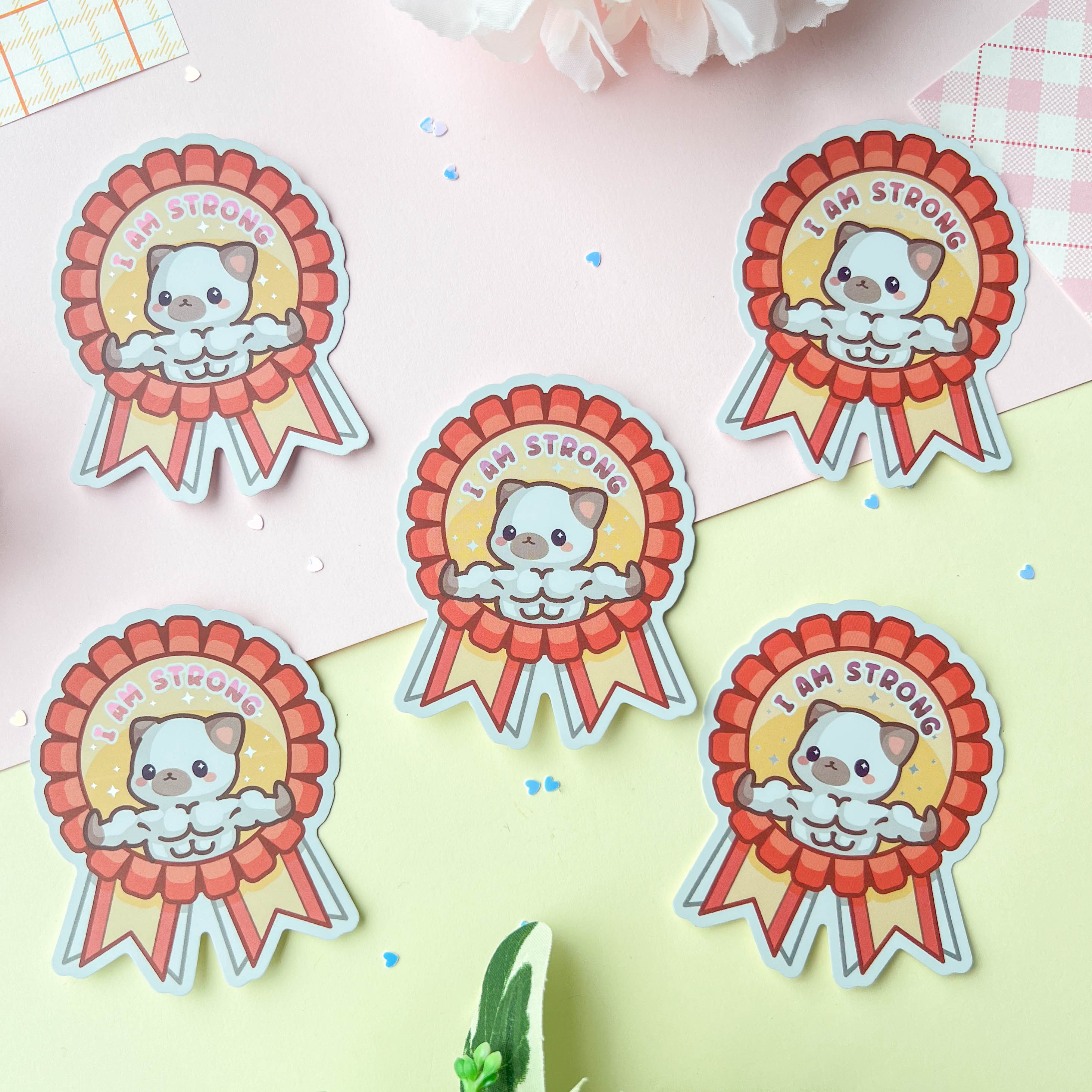 I Am Strong Buff Kitty Sticker – Poroful