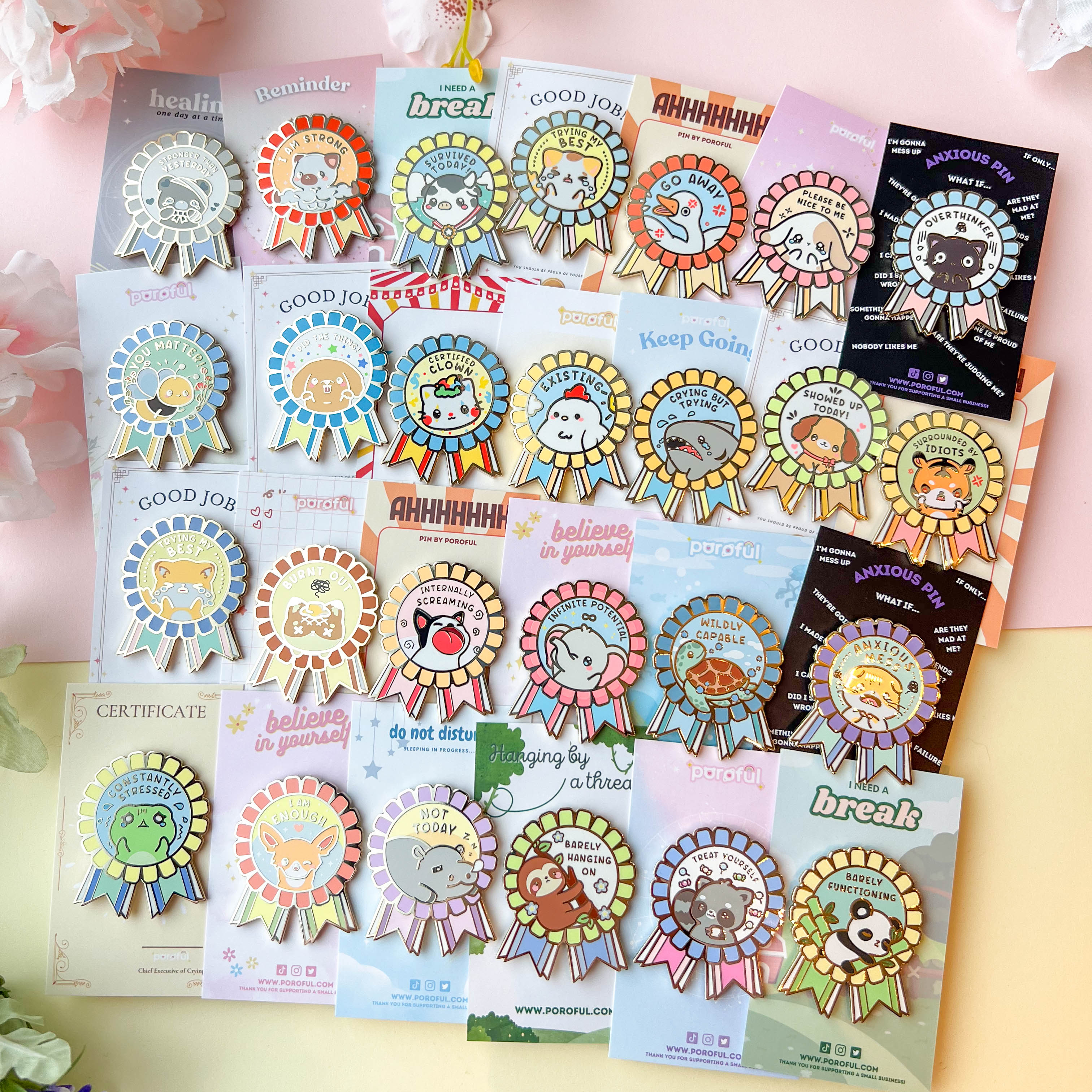 I Am Strong Buff Cat Pin – Poroful