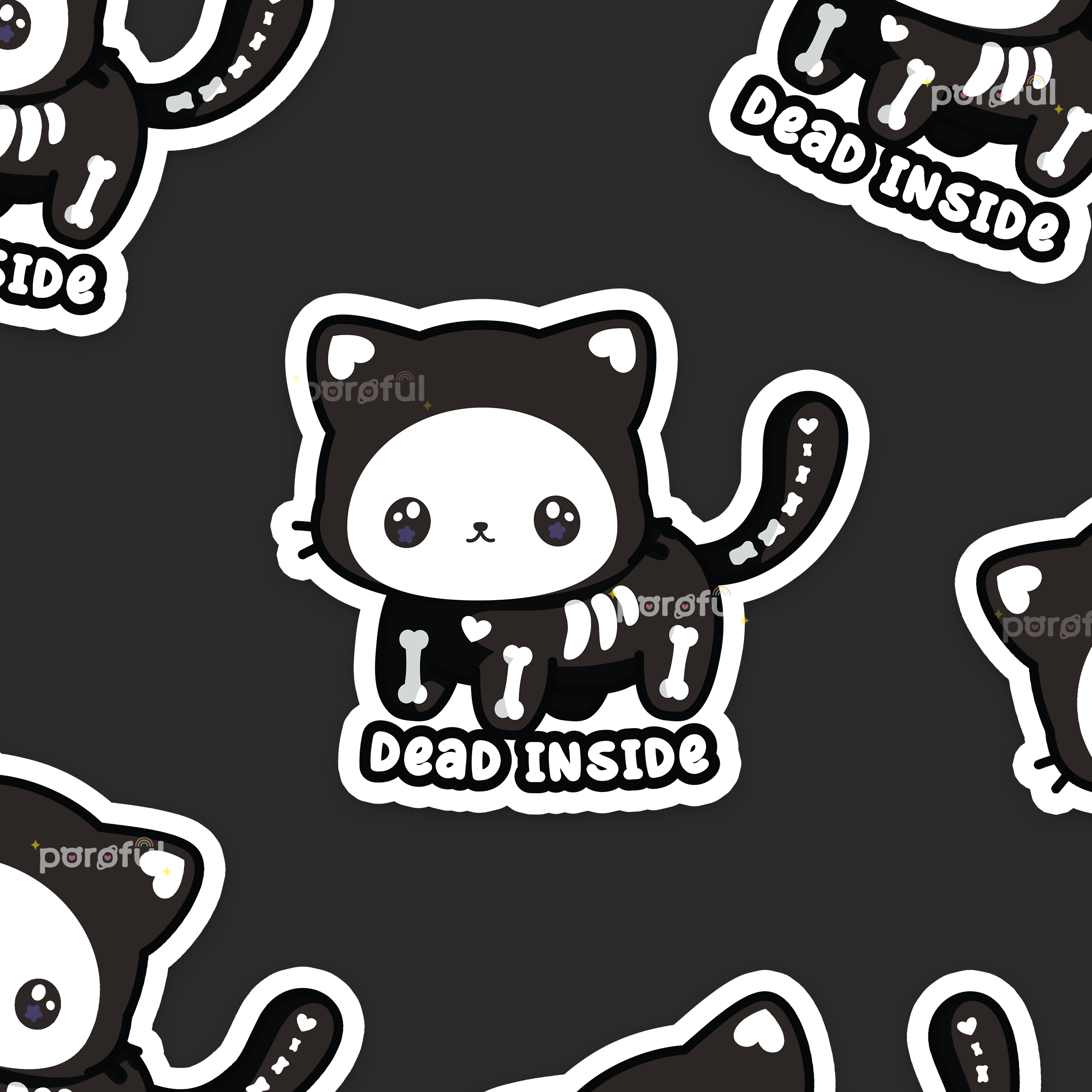Dead Inside Cat Sticker – Poroful